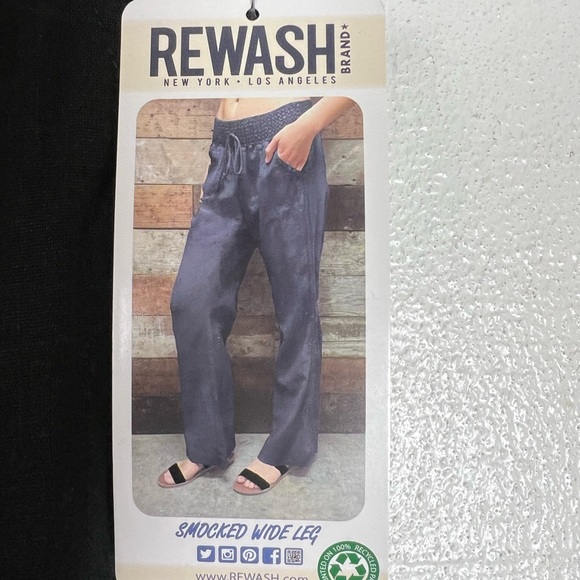Rewash | Pants & Jumpsuits | Nwt Rewash Linen Pants Smock Waist Wide ...
